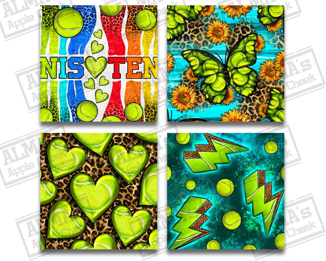 12 Digital Paper, Tennis Seamless Pattern Digital Paper Bundle Png ...