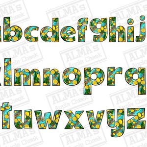 Lemon Alphabet Bundle Png, Lemon Doodle Letters Png, Lemon Letters Png ...
