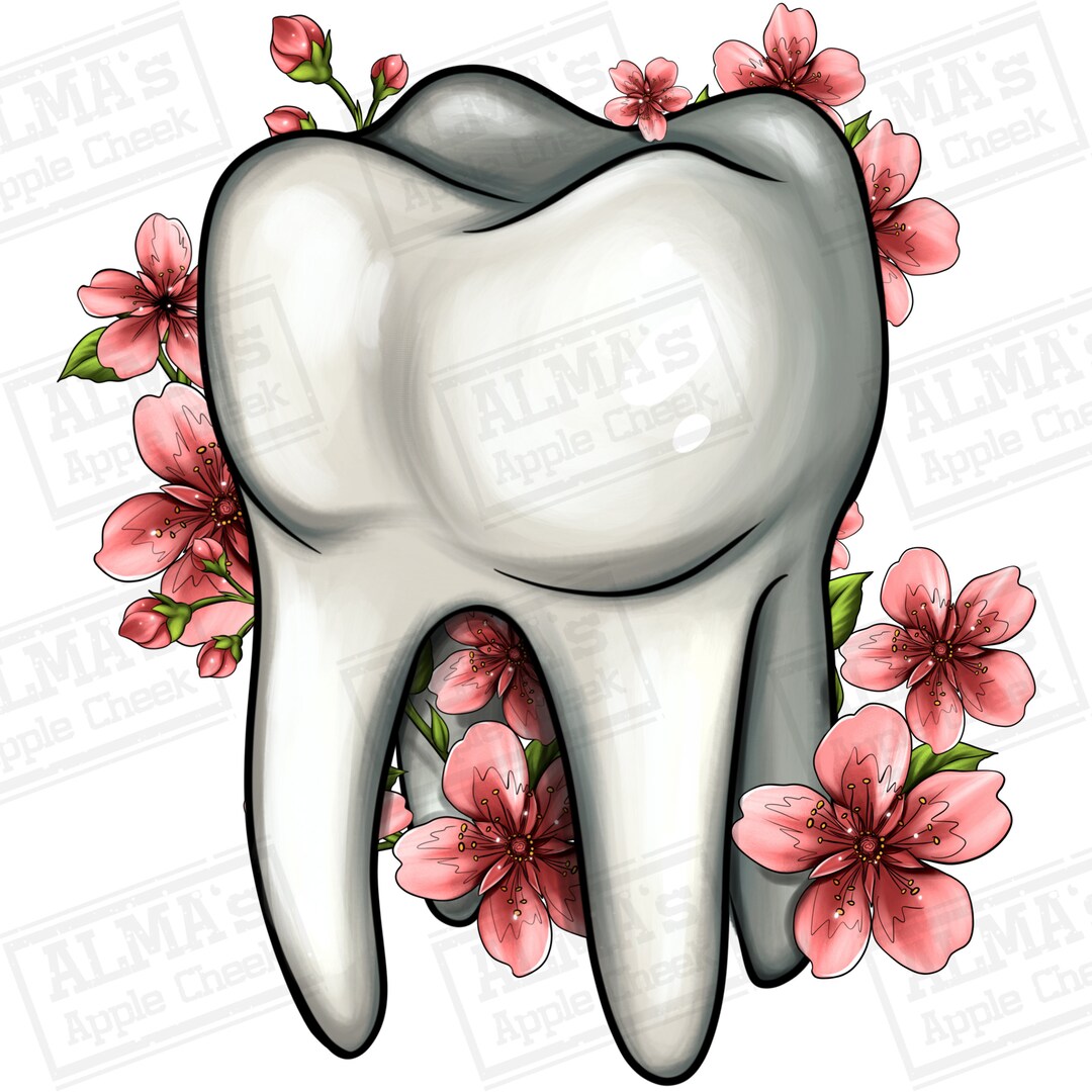 Floral Tooth Png Sublimation Design Download, Hand Drawn Tooth Png ...