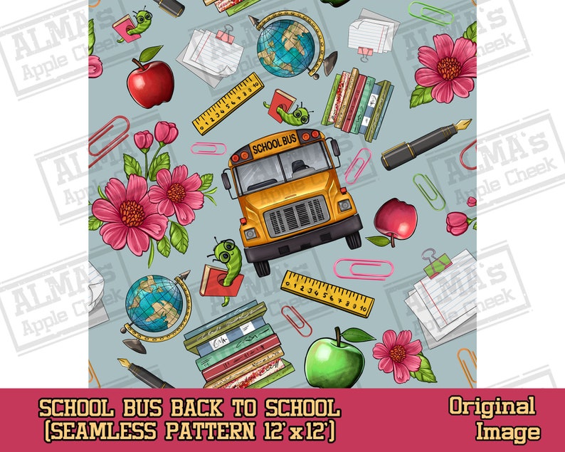 School Bus Seamless Pattern Digital Paper School Digital - Etsy