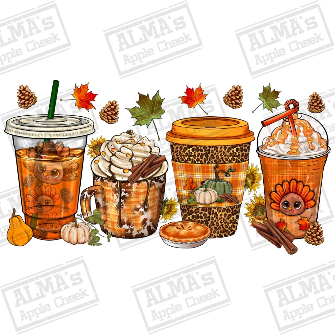 Western Thanksgiving Coffee Cups Png Sublimation Design Download ...