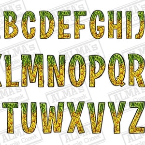 Pineapple Alphabet Bundle Png, Pineapple Doodle Letters Png, Pineapple ...
