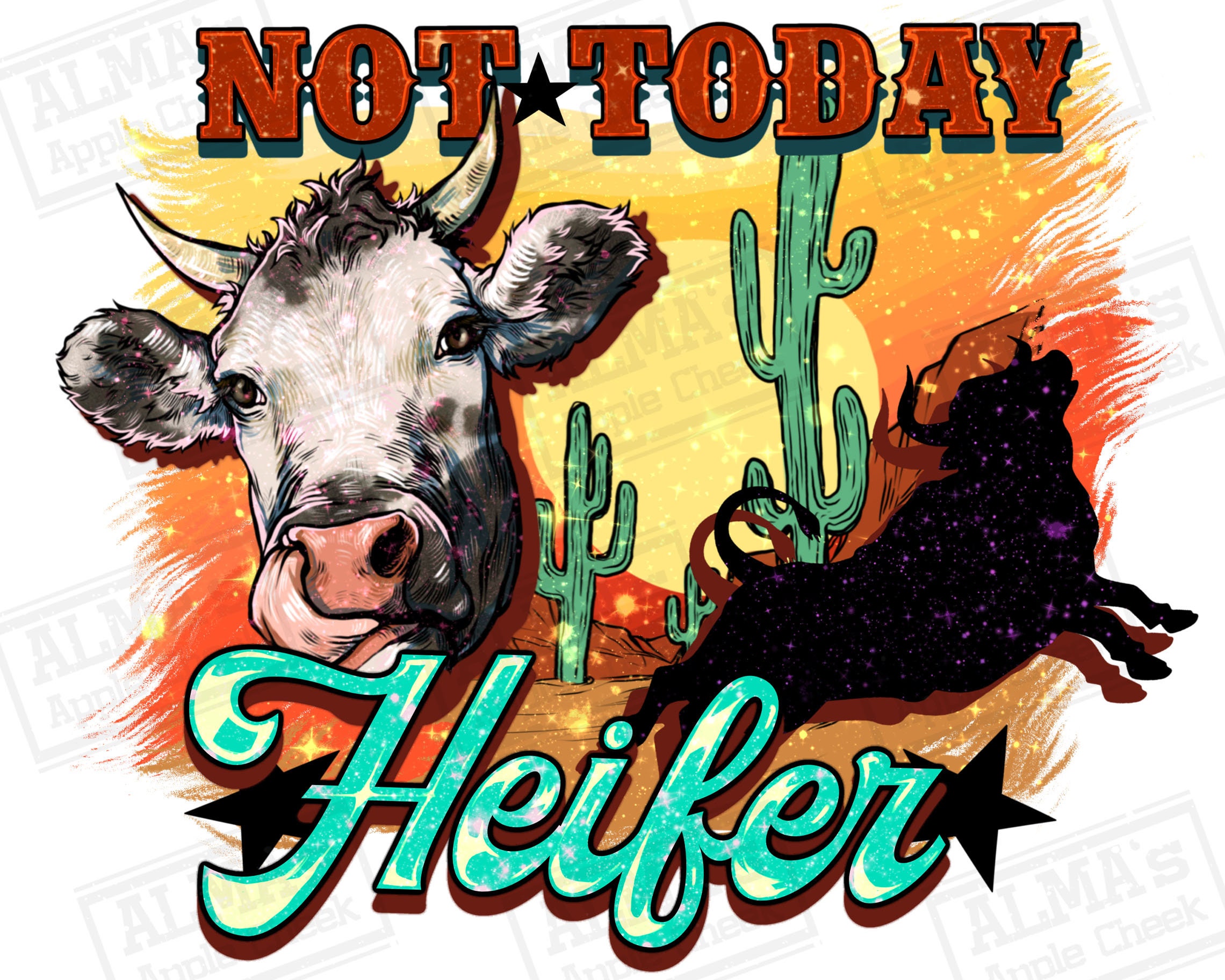 Not Today Heifer Png Sublimation Design Download, Hand Drawn Cow Png ...
