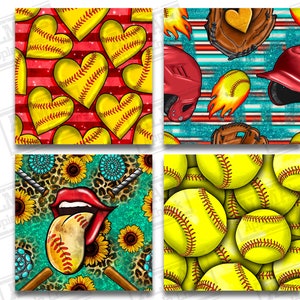 12 Digital Paper, Softball Seamless Pattern Digital Paper Bundle Png ...