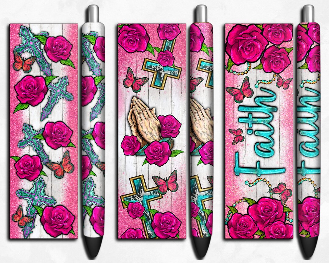 Rose With Butterfly Pen Wrap Png Sublimation Design Download, Christian ...