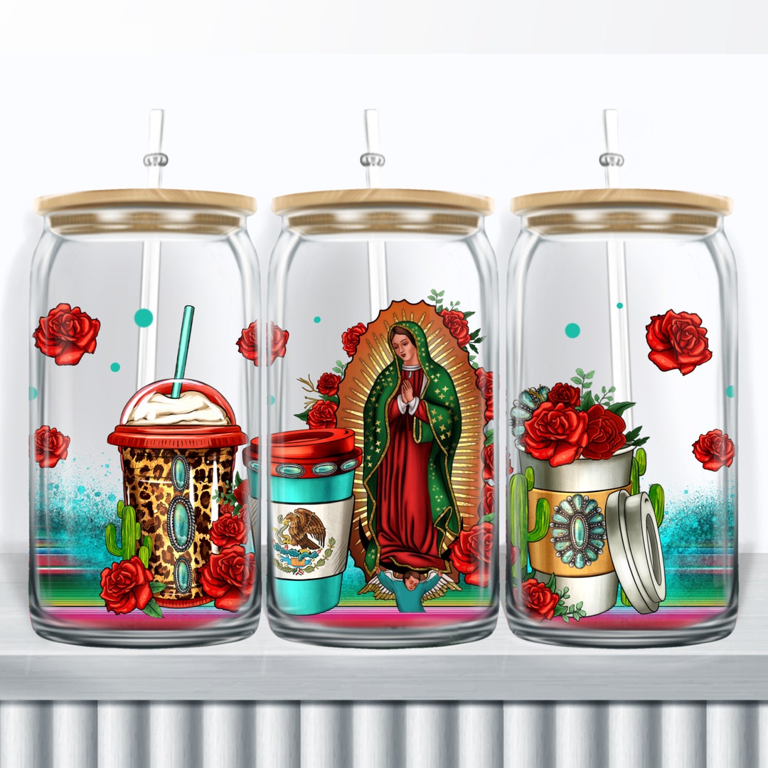 Lady of Guadalupe Coffee Cups 16 Oz Libbey Glass Wrap Png, Libbey Wrap ...