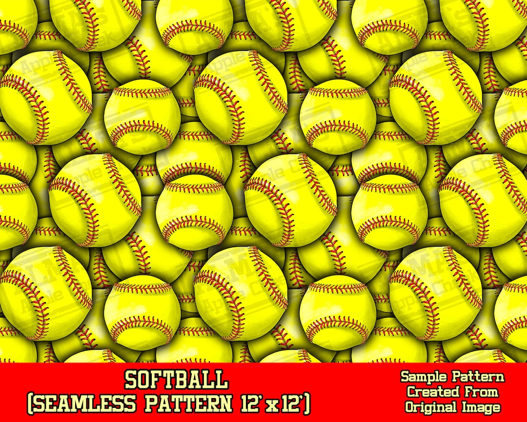 Softball Seamless Pattern Digital Paper, Softball Digital Seamless ...