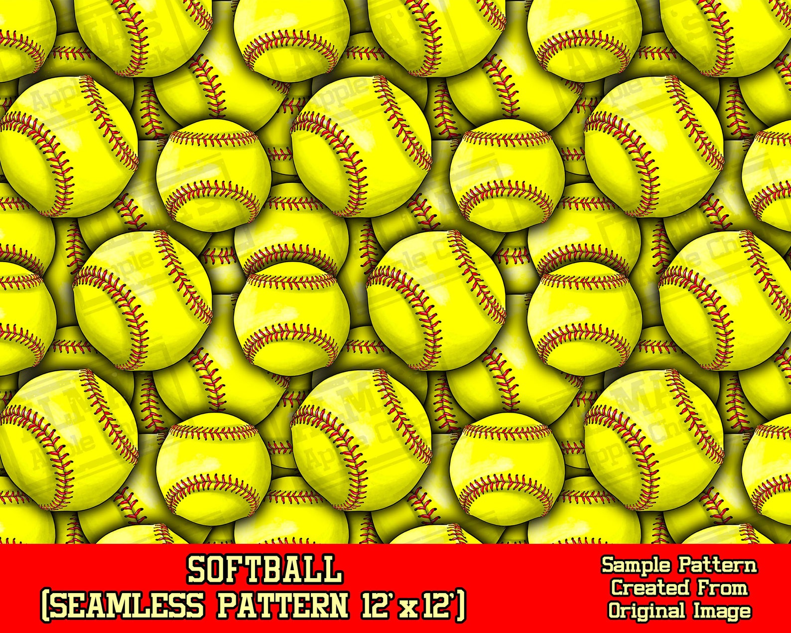 Softball Seamless Pattern Digital Paper, Softball Digital Seamless ...