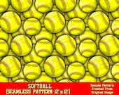 Softball Seamless Pattern Digital Paper Softball Digital - Etsy