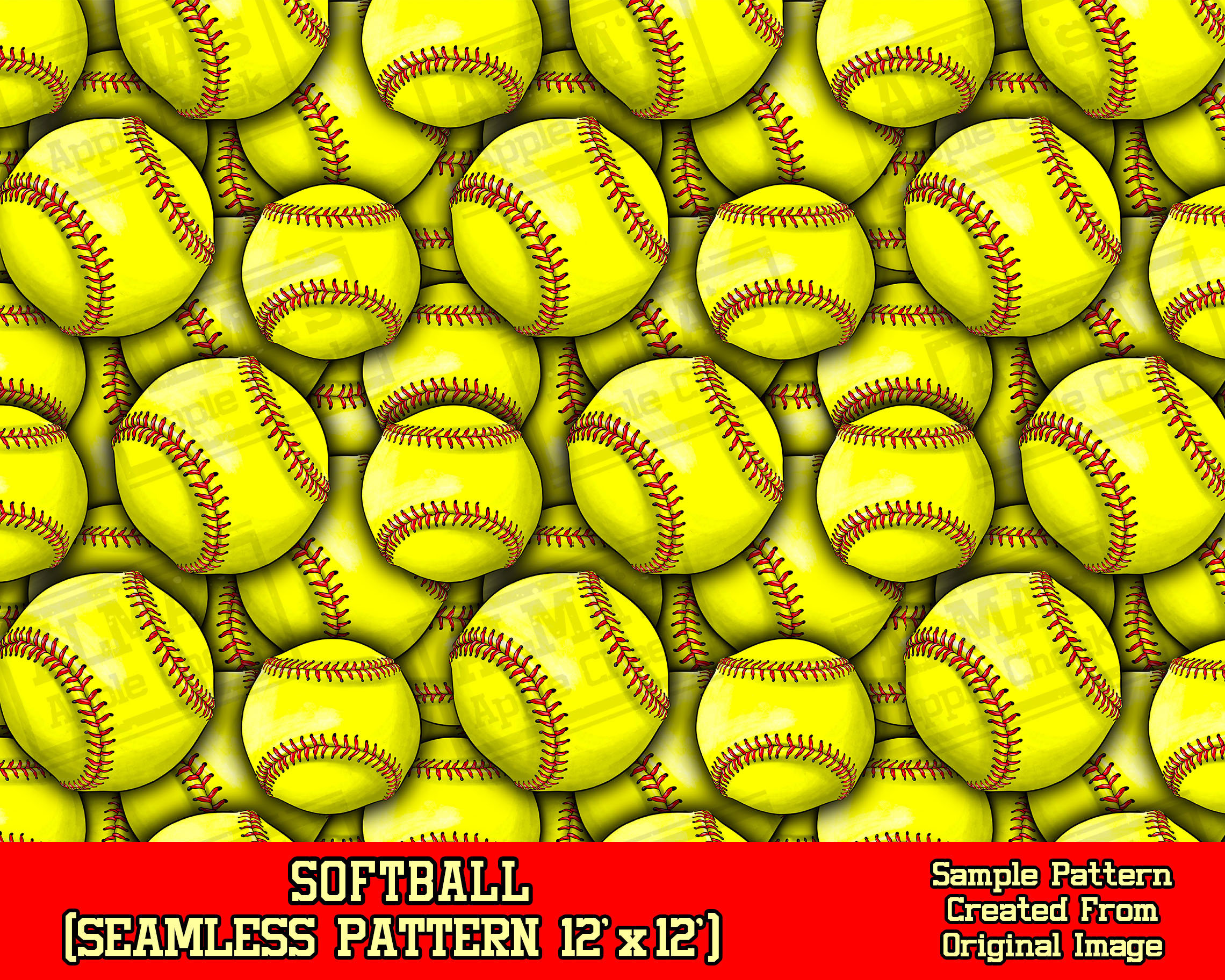 Softball Seamless Pattern Digital Paper, Softball Digital Seamless ...