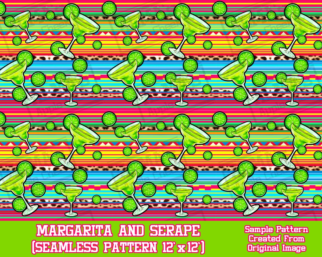 Margarita and Serape Seamless Pattern Digital Paper, Mexico Digital ...