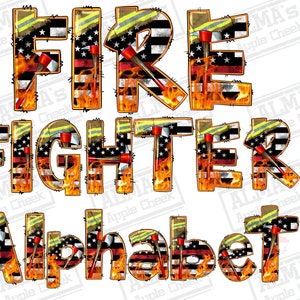 Firefighter Alphabet Png Files Bundle, Firefighter Doodle Letters Png ...