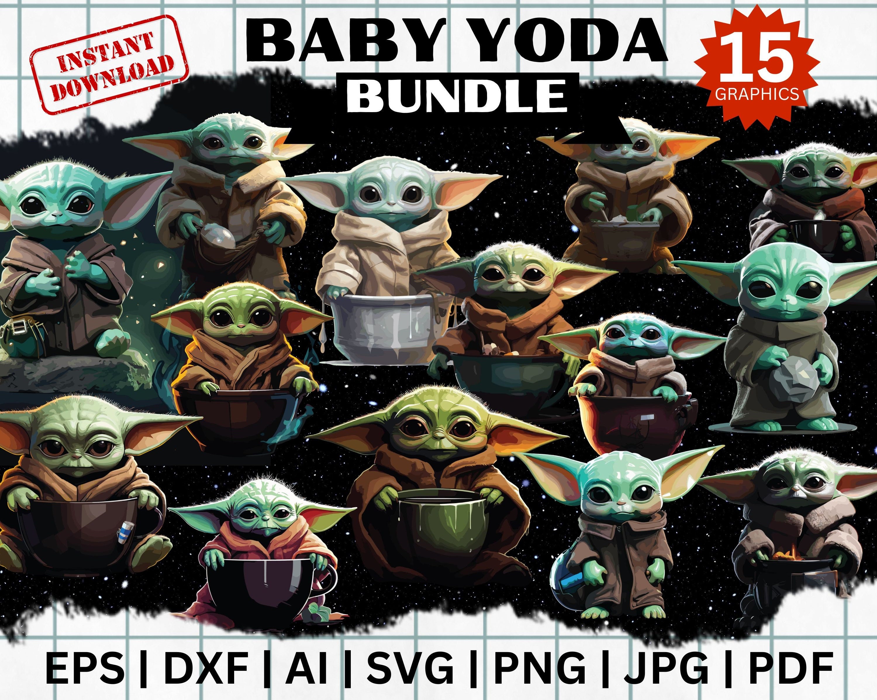Baby YODA - STAR WARS - Bundle - Png | Svg | Jpg | Pdf | Ai | Eps | Dxf ...