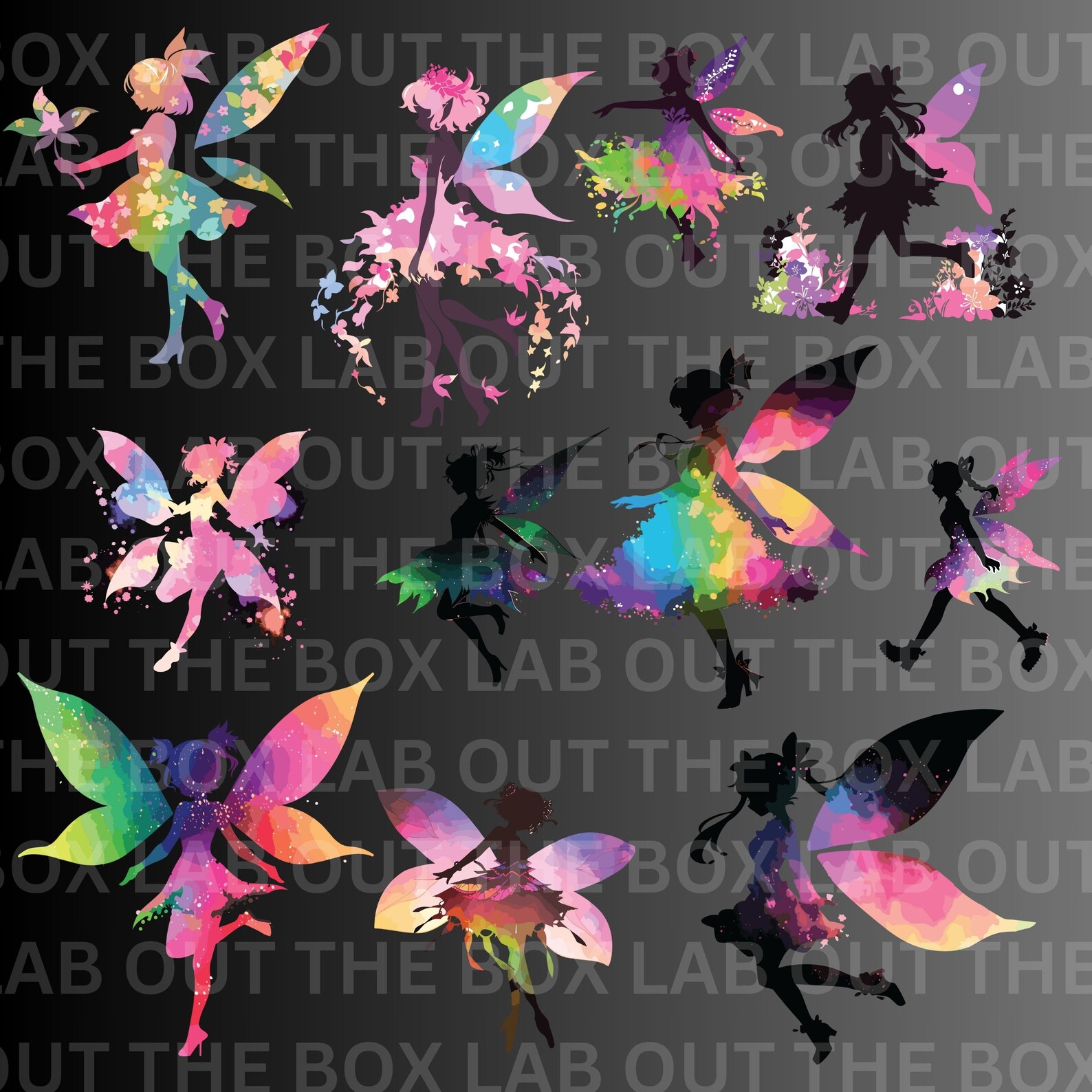 FAIRY SILHOUETTE SVG Megapack, Fairy Silhouette Bundle, Fairy Clipart ...