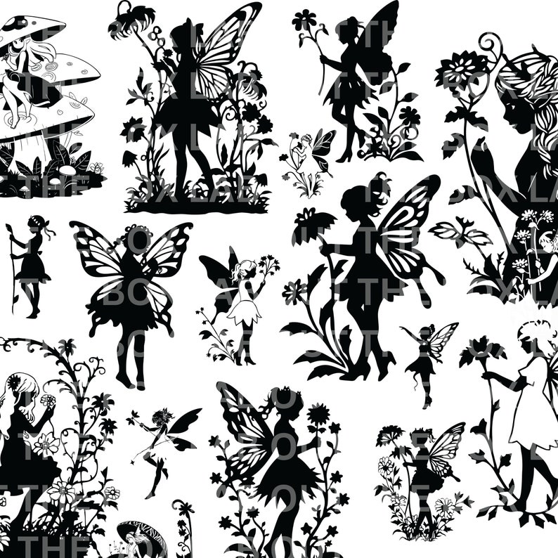 FAIRY SILHOUETTE SVG Megapack, Fairy Silhouette Bundle, Fairy Clipart ...