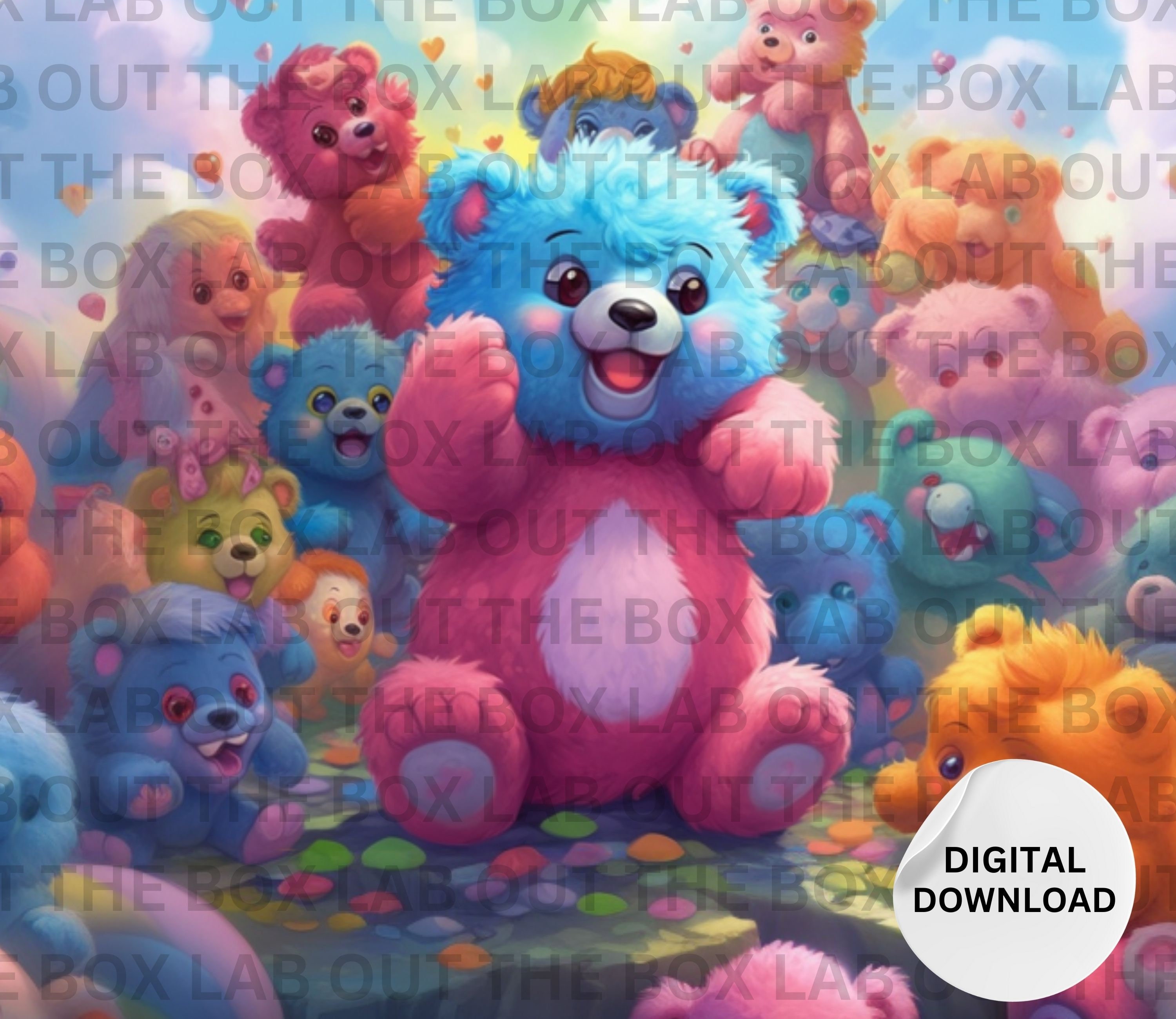 Teddy Bear Wall Art | CARE BEARS POSTER Fan Art Digital Poster Set ...