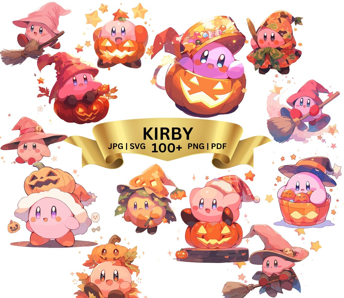 KIRBY SVG, Halloween Svg, Kirby Spooky Svg, Kirby Witches Hat, Emo ...
