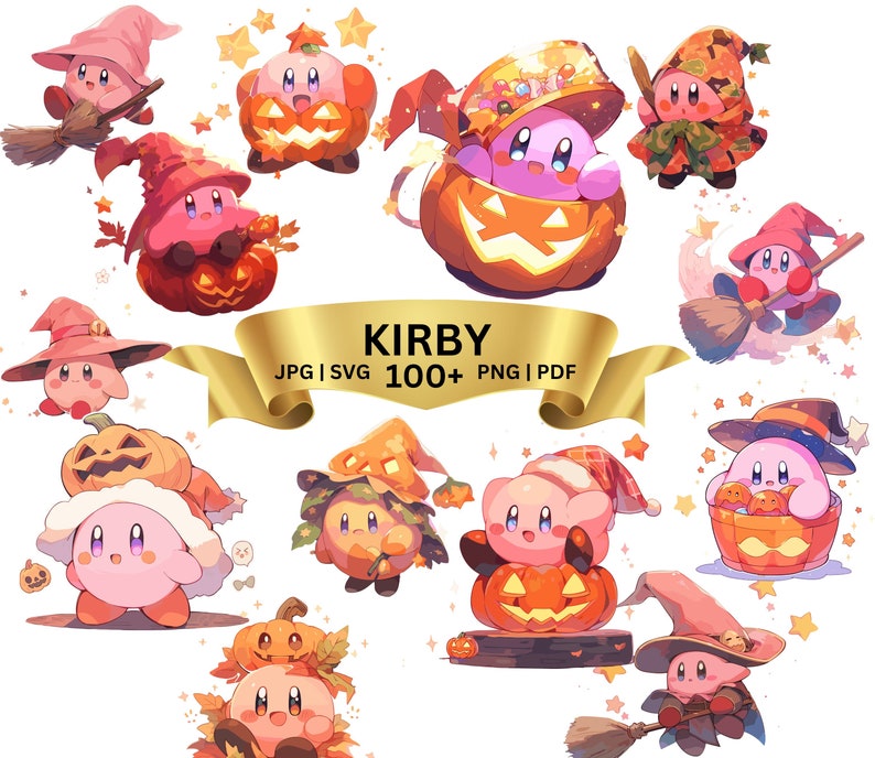 KIRBY SVG, Halloween Svg, Kirby Spooky Svg, Kirby Witches Hat, Emo ...