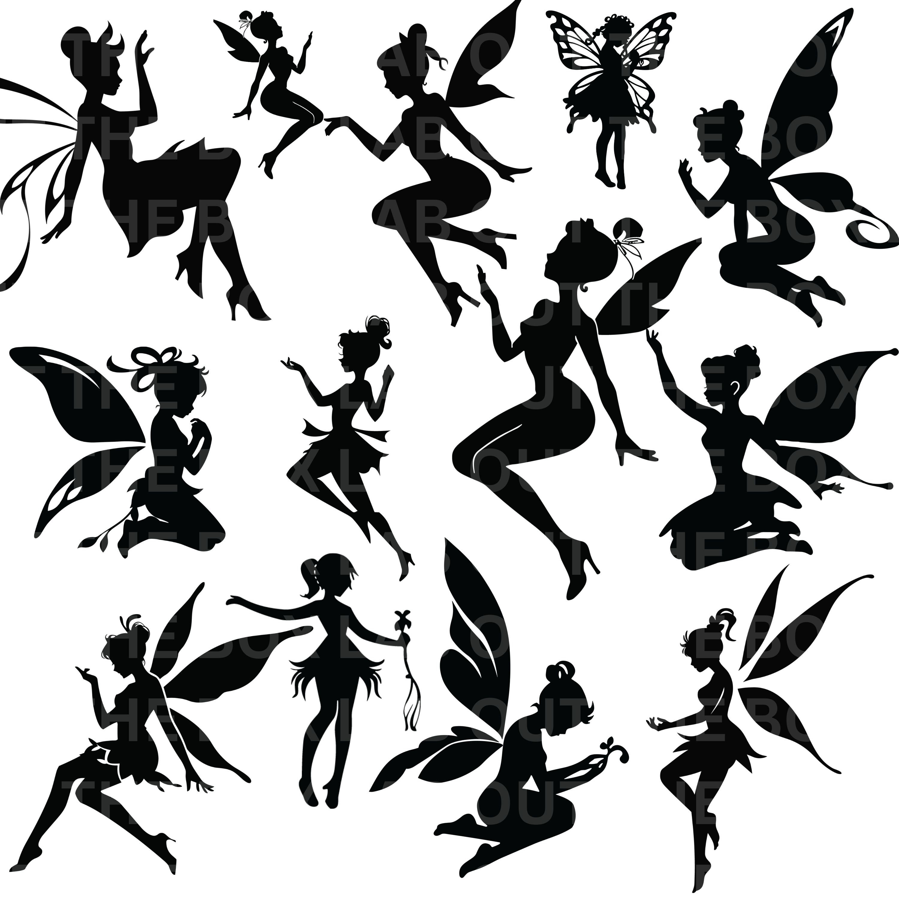 FAIRY SILHOUETTE SVG Megapack, Fairy Silhouette Bundle, Fairy Clipart ...