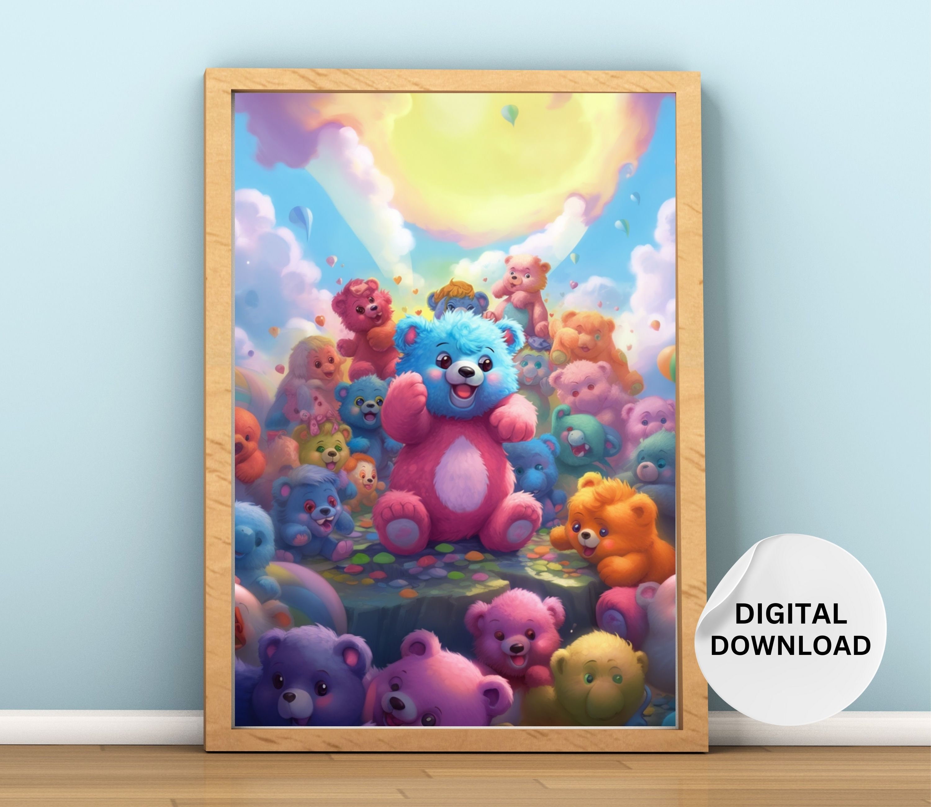 Teddy Bear Wall Art | CARE BEARS POSTER Fan Art Digital Poster Set ...