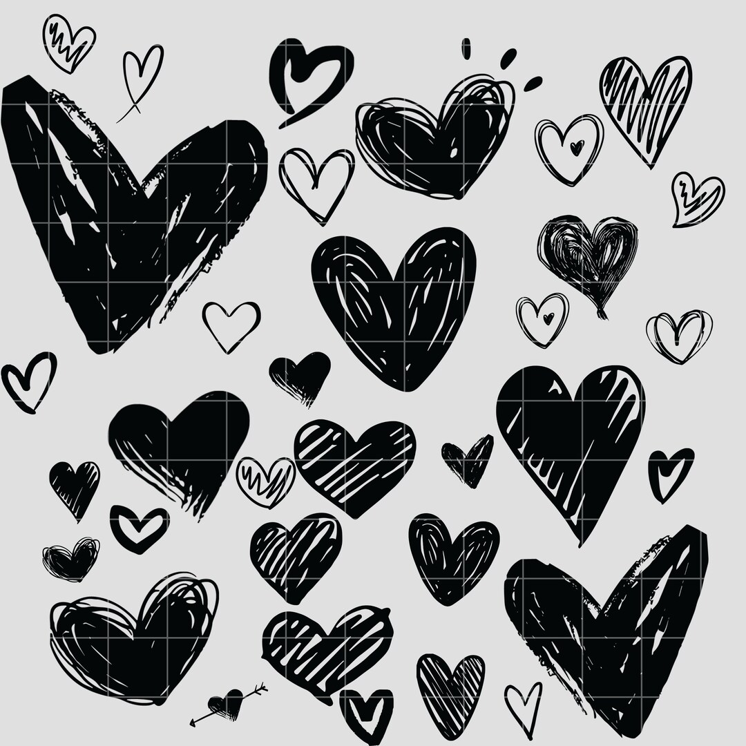 Doodle Heart SVG Bundle | Hand-drawn SVG | Heart Svg, Valentine Heart ...