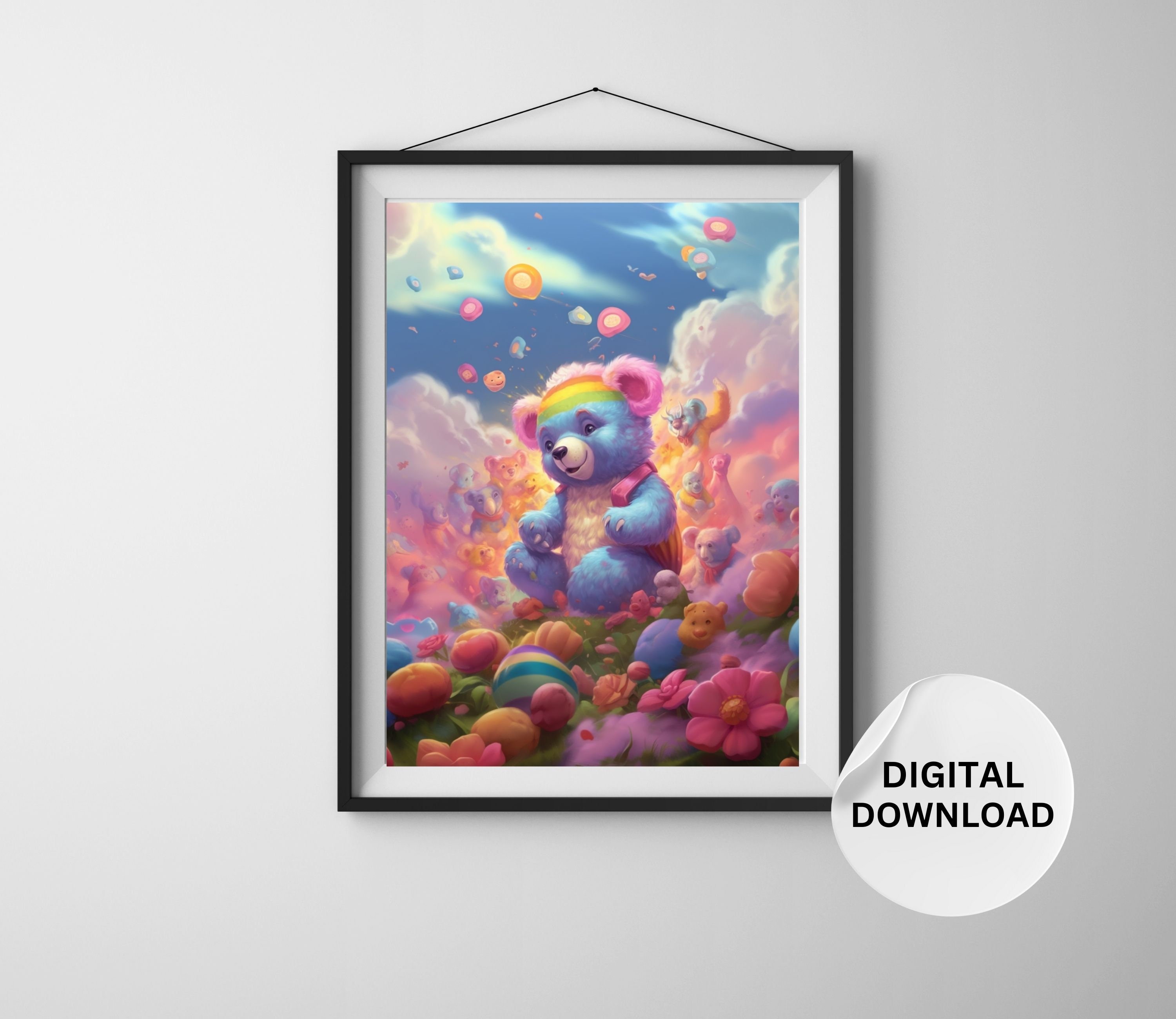 Teddy Bear Wall Art | CARE BEARS POSTER Fan Art Digital Poster Set ...
