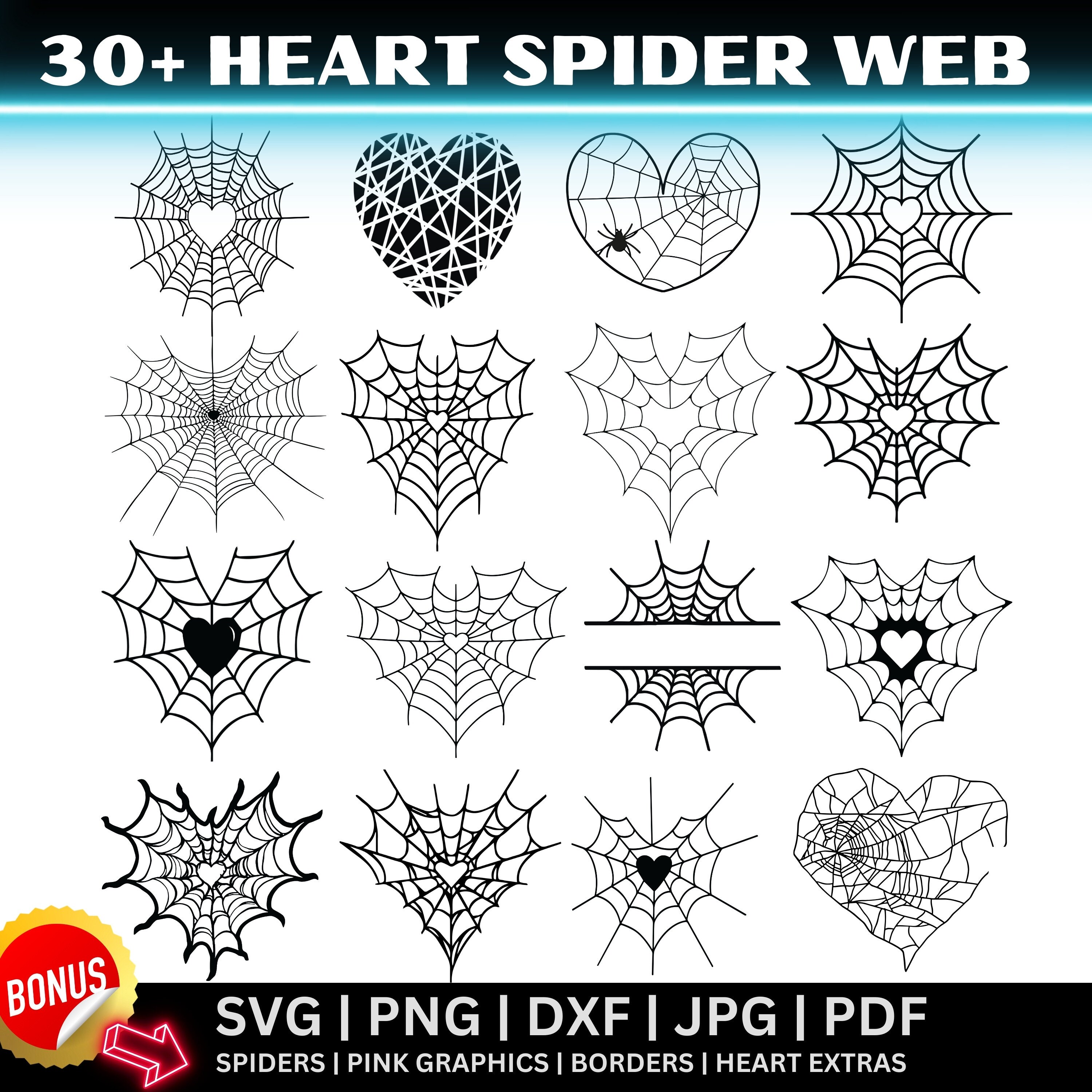 HEART Svg Spider Web Svg | Valentines Heart Svg | Y2k | Cut Files ...