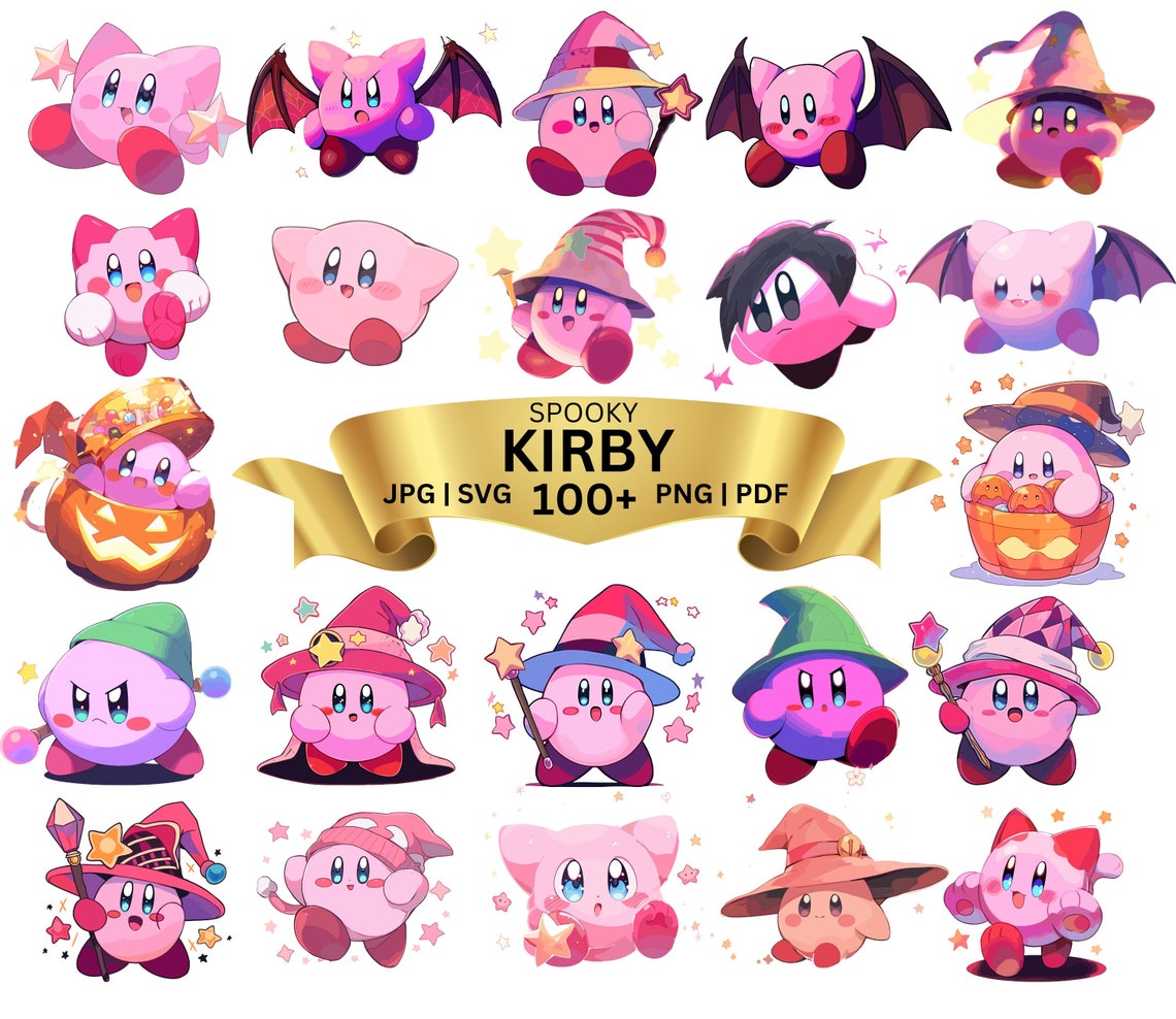KIRBY SVG, Halloween Svg, Kirby Spooky Svg, Kirby Witches Hat, Emo ...