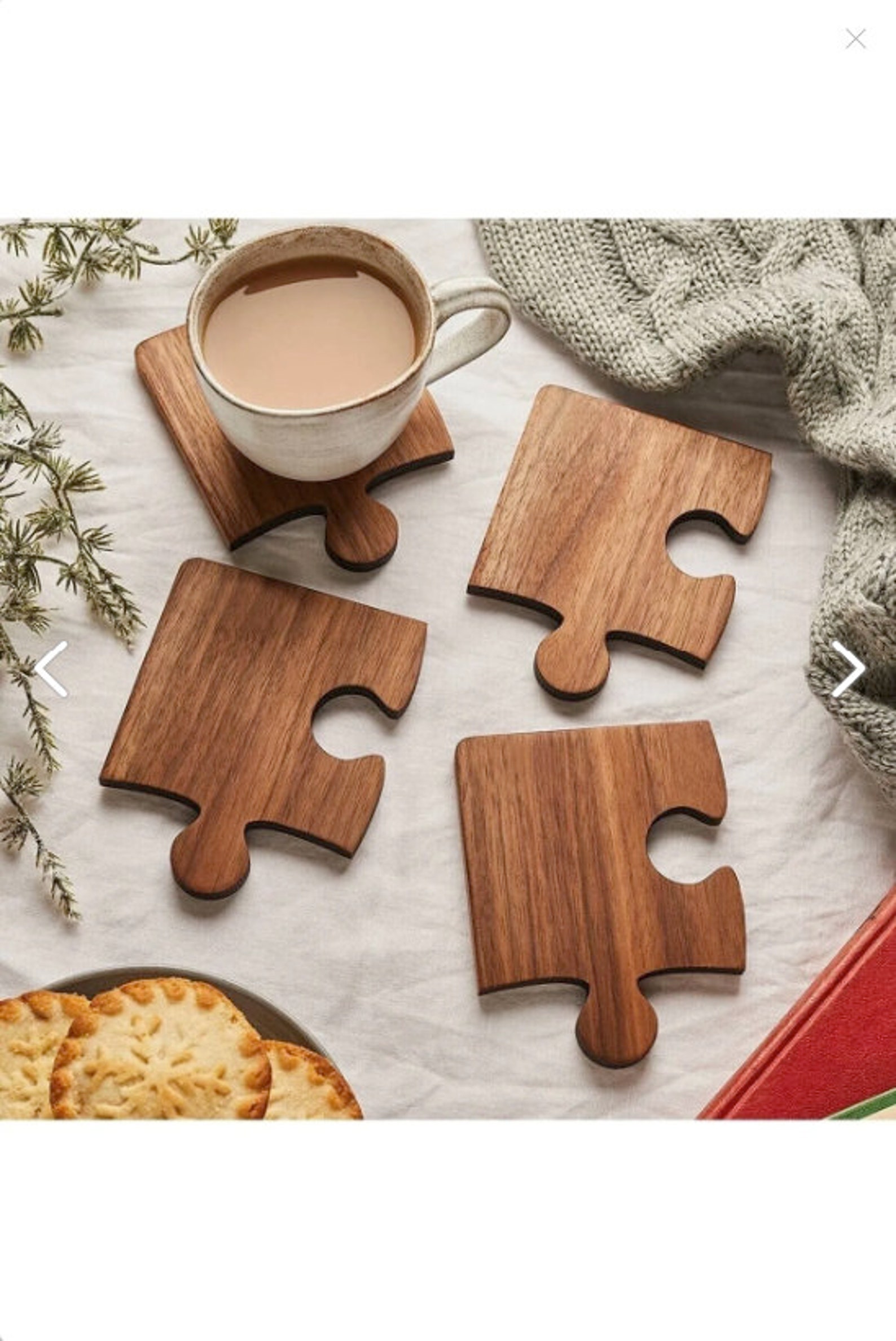 Wooden Pattern Puzzle Mdf Coaster Set of 4 10 X 12 Cm GS PUZZLE WALNUT ...