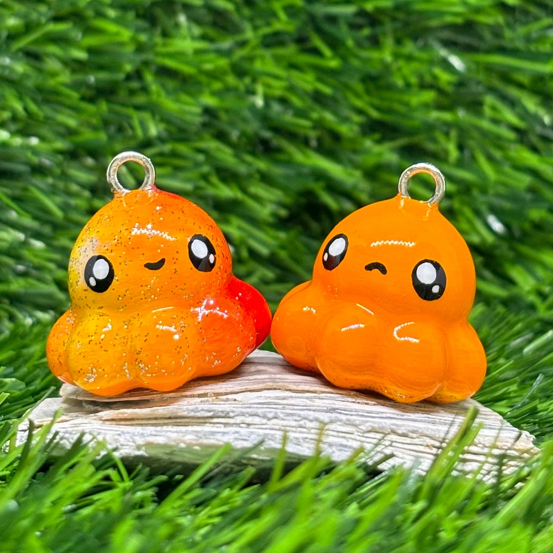 Hand Painted Reversible Octopus Keyring Set: Sparkly Bag Charms - Etsy