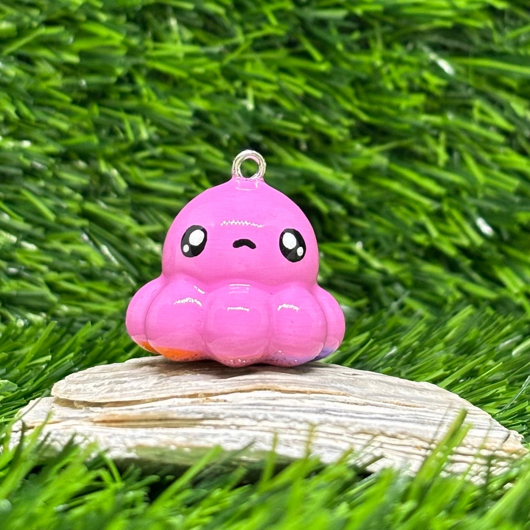 Hand Painted Sad Reversible Octopus Keyring, Single, Sparkly, Red ...