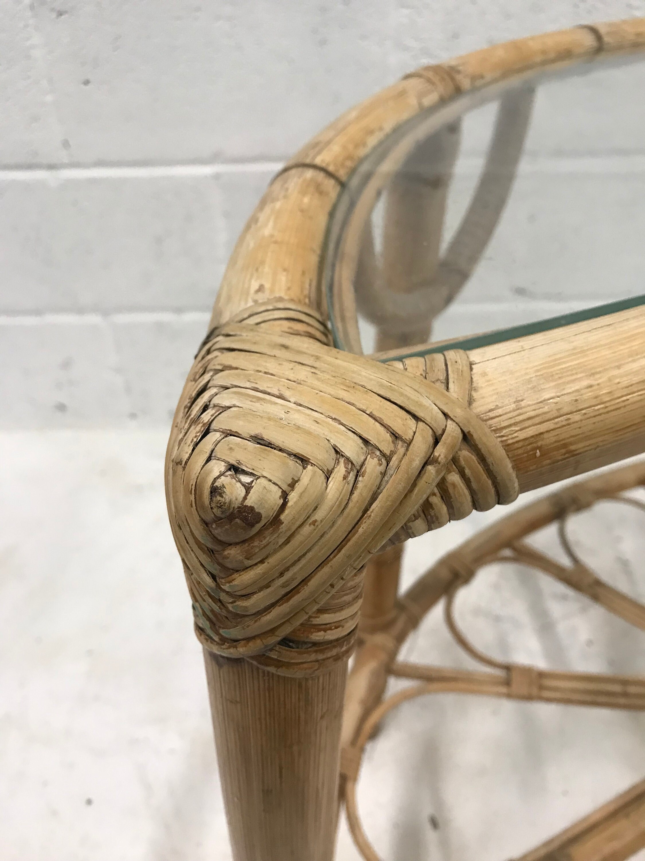 Bamboo Demilune Console Table With Glass Top - Etsy