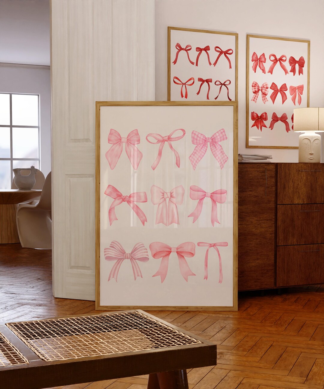 Trendy Pink Bows Coquette Poster, Pink Wall Art Decor, Printable ...