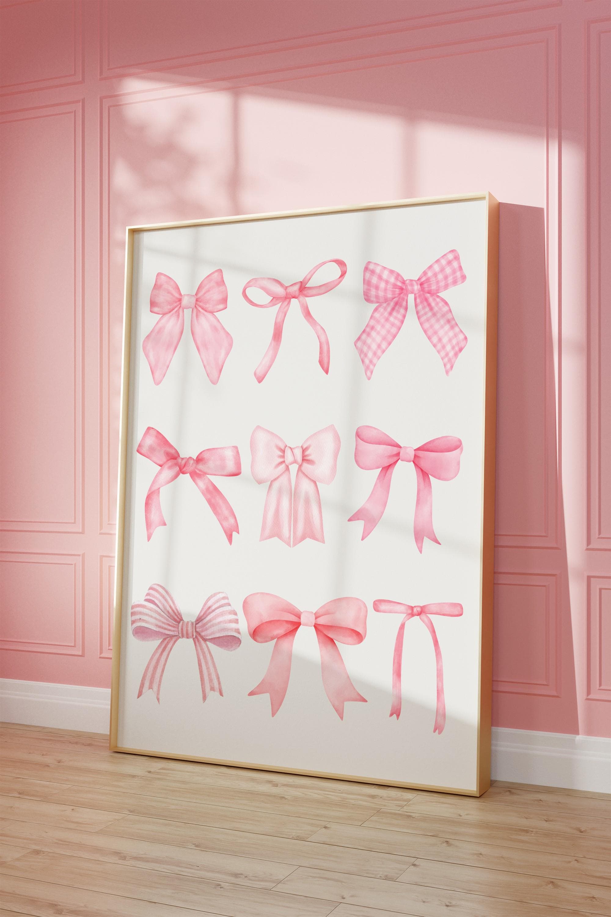 Trendy Pink Bows Coquette Poster, Pink Wall Art Decor, Printable ...