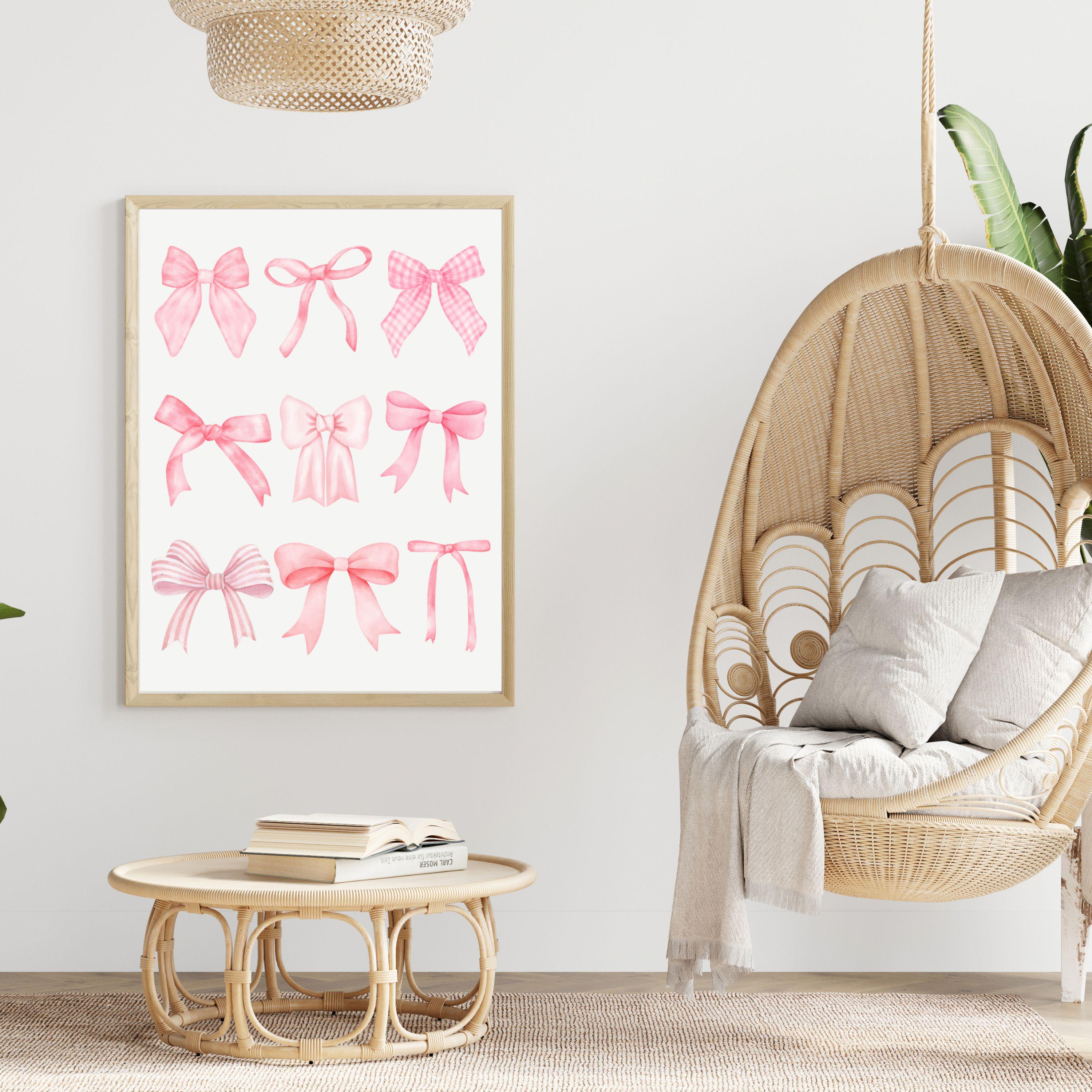 Trendy Pink Bows Coquette Poster, Pink Wall Art Decor, Printable ...