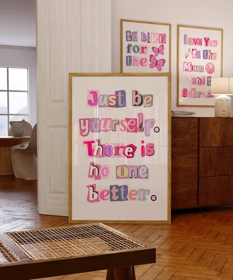 Just Be Yourself Motivational Quote Poster, Positive Affirmation Self ...