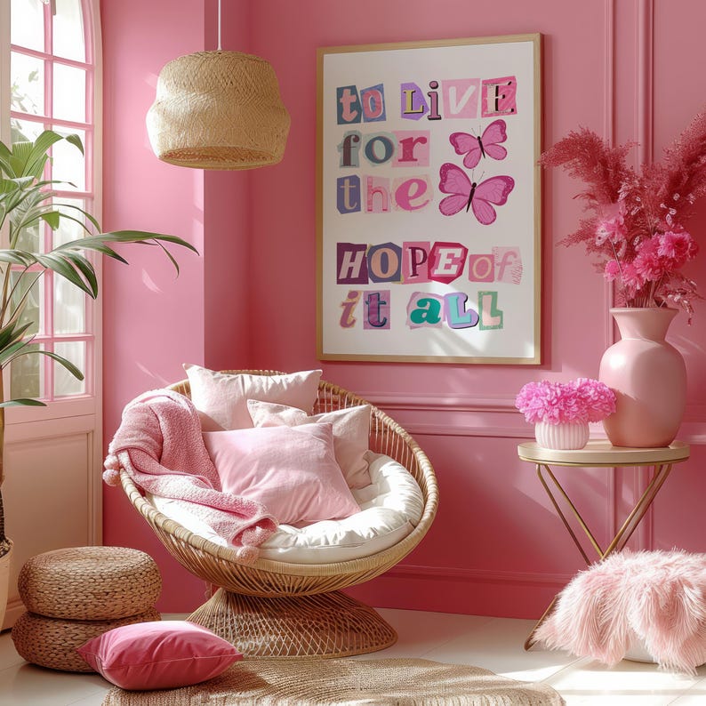 August Song Lyrics Poster, Pink Butterfly Music Quote Wall Art - Etsy