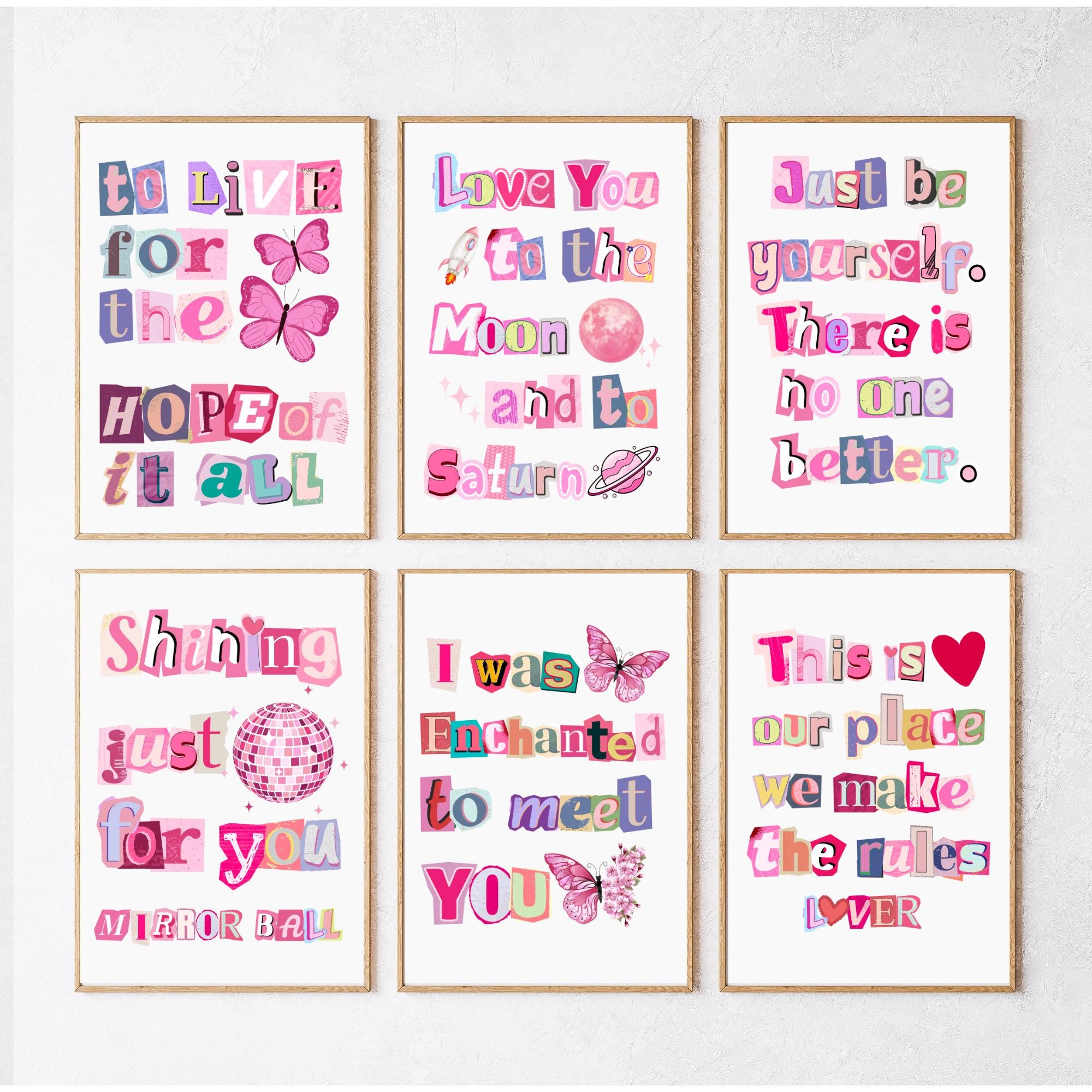 Lover Inspired Lyrics Poster, Pastel Pink Scrapbook Wall Art, Taylor ...