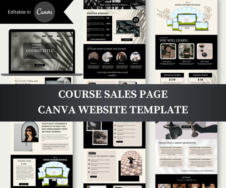 Sales Page Canva Website Template Sales Funnel for Courses, and Coaches ...