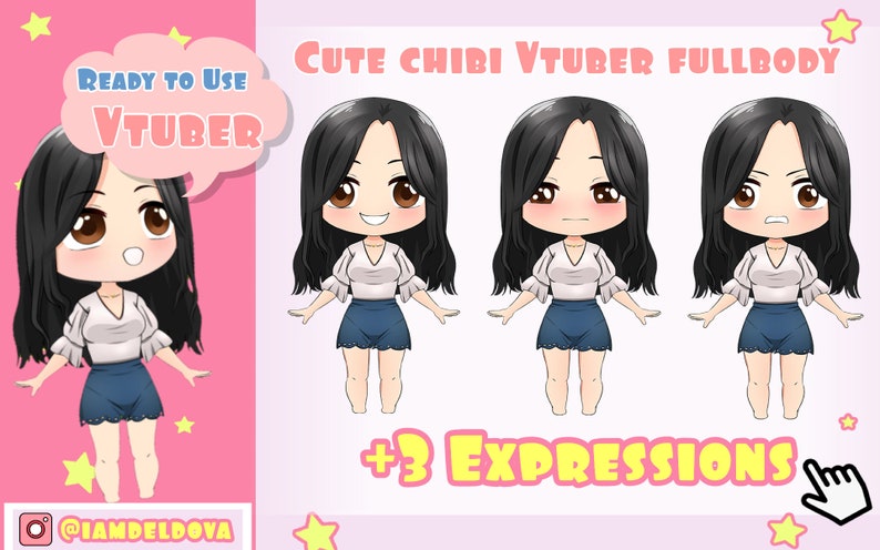 Buy Cute Chibi Fullbody Vtuber Live2d Model Premade 3 Online in India ...