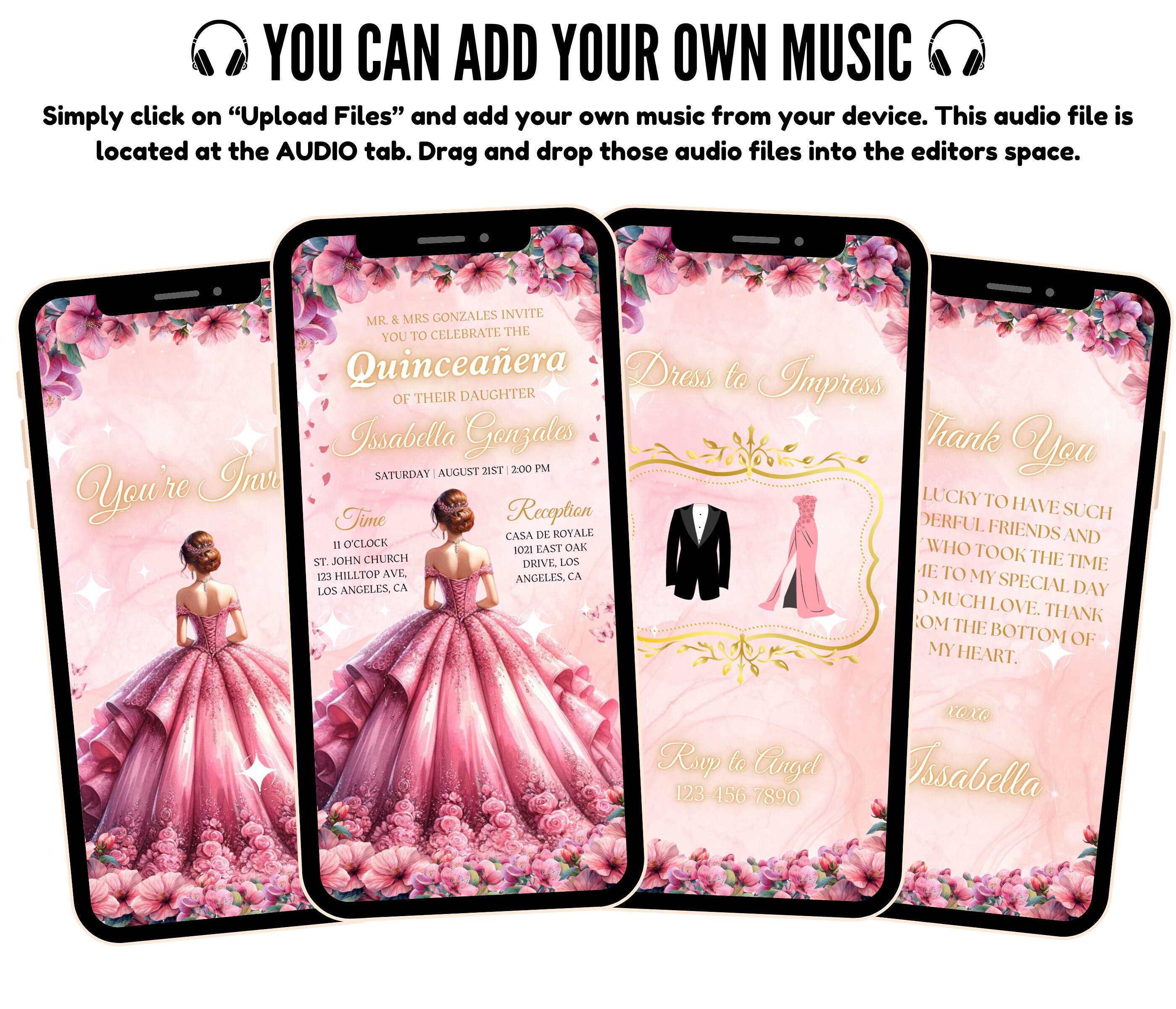 Quinceañera Video Invite - Canva Quinceanera, Quince Invitation ...
