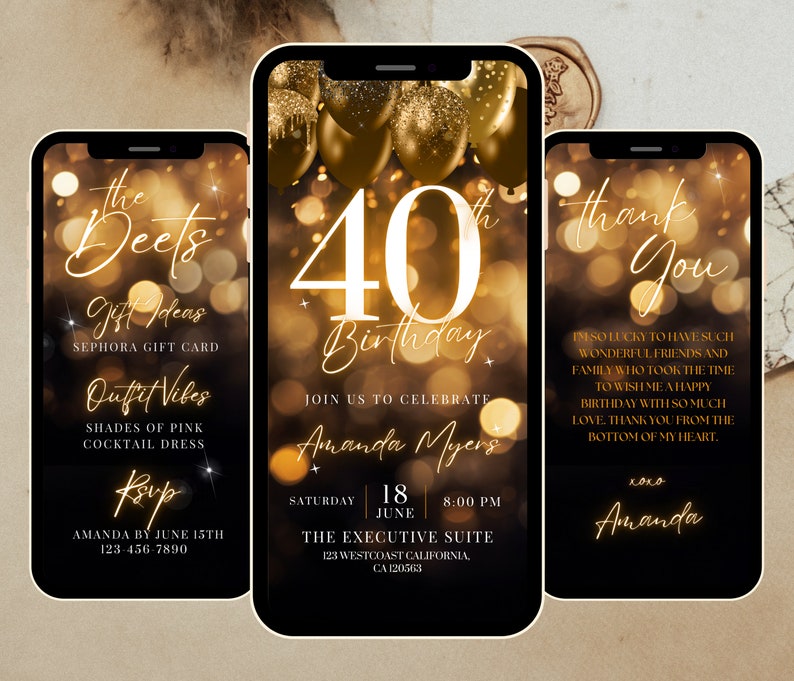 Forty Birthday Invitation, 40th Birthday Invite, Fortieth E-invite ...