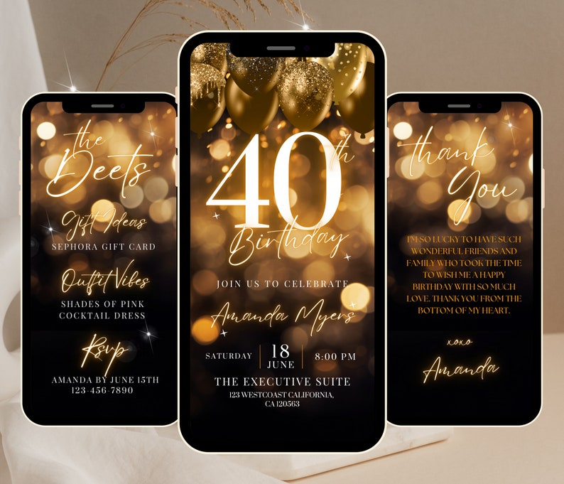 Forty Birthday Invitation, 40th Birthday Invite, Fortieth E-invite ...