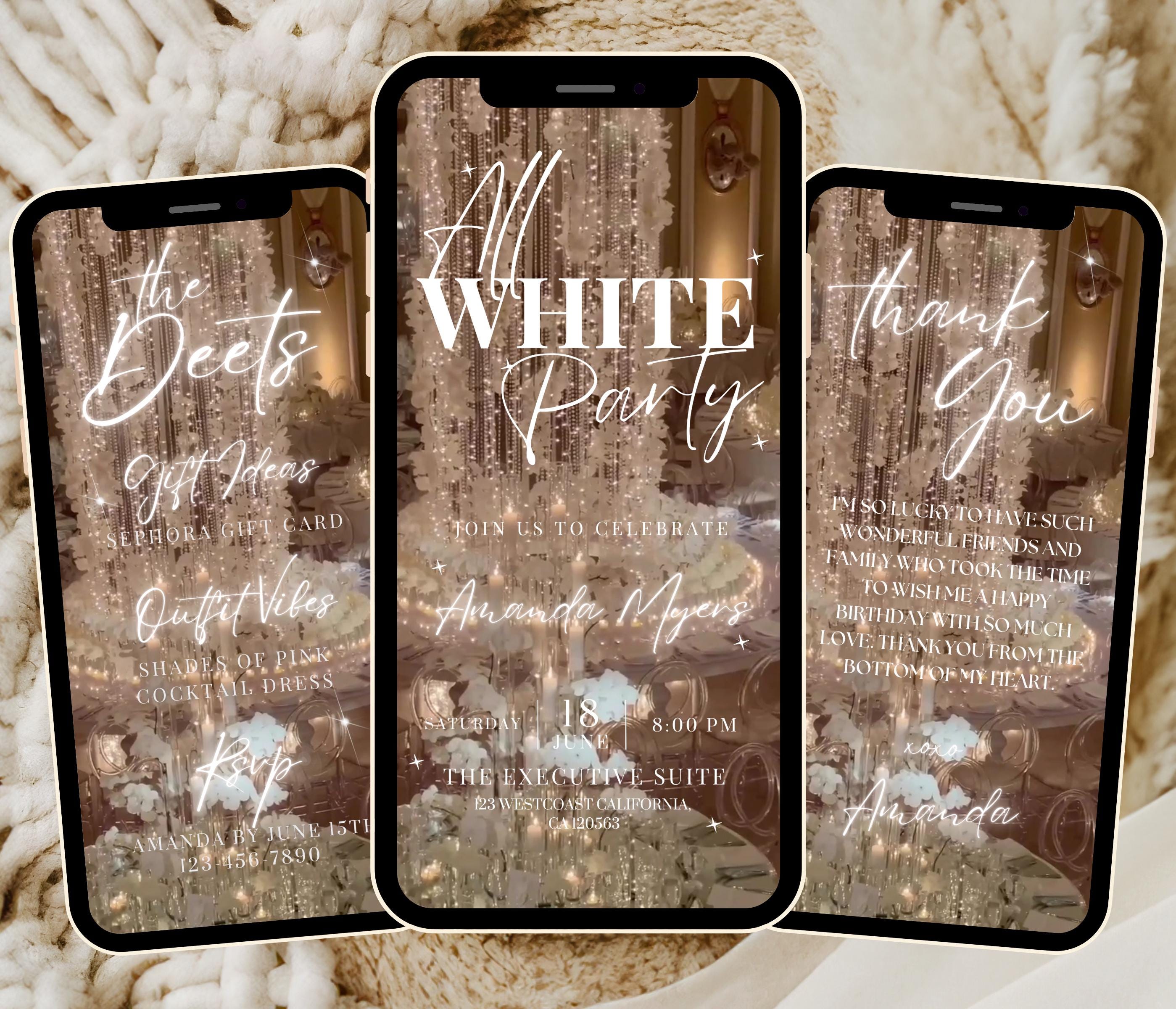 All White Party Invitation Summer White Party Invite Editable All White ...