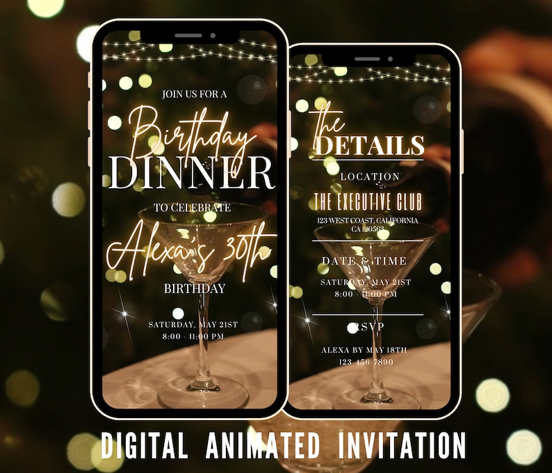 Editable Animated Birthday Dinner Video Invitation,digital Birthday ...