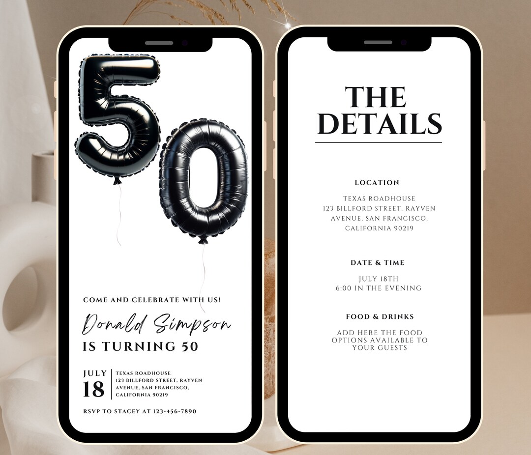 Editable 50th Birthday Invitation Template (digital Download) - Etsy UK