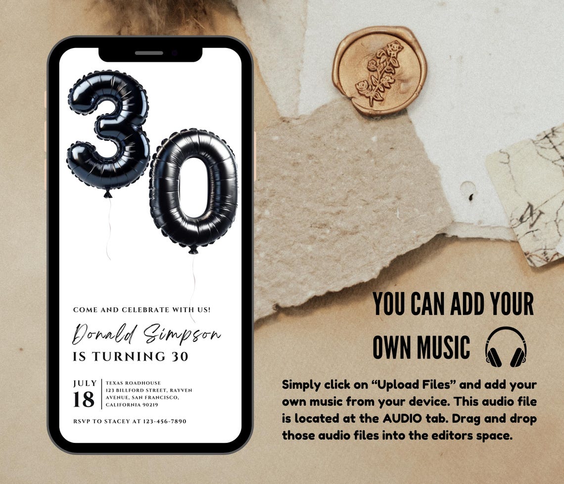 Digital 30th Birthday Invitation for Women and Men, 30 Invite Ecard ...