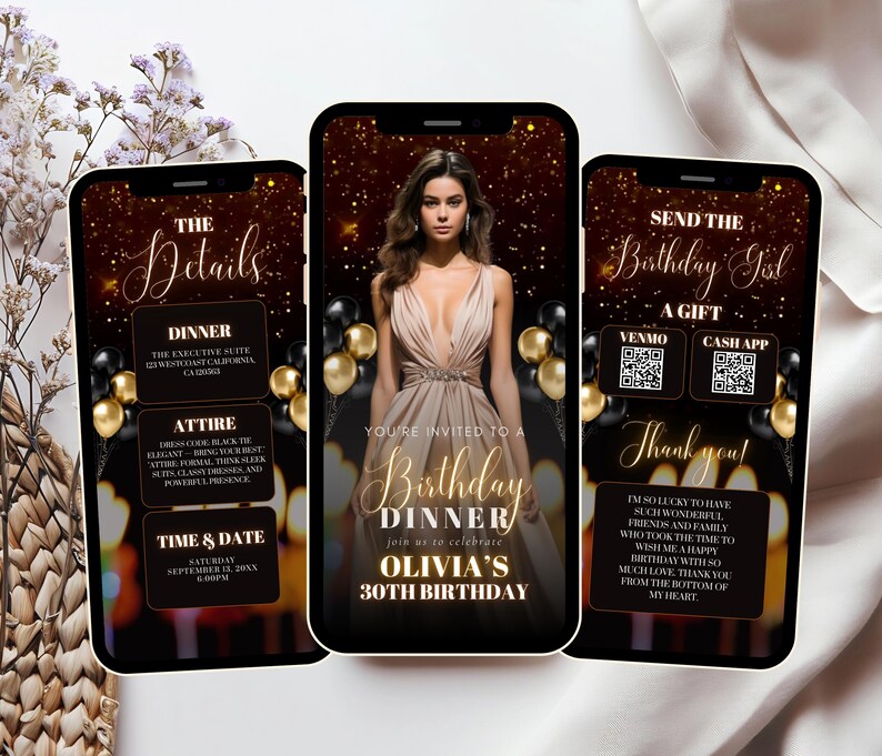 Animated Birthday Dinner Video Invitation: Editable Digital Template - Etsy