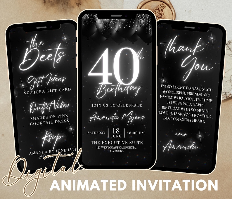 40th Birthday E-invite Template: Text Message Invitation (digital ...