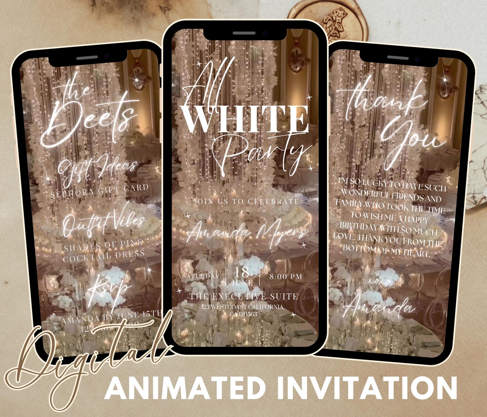 All White Party Invitation Summer White Party Invite Editable All White ...